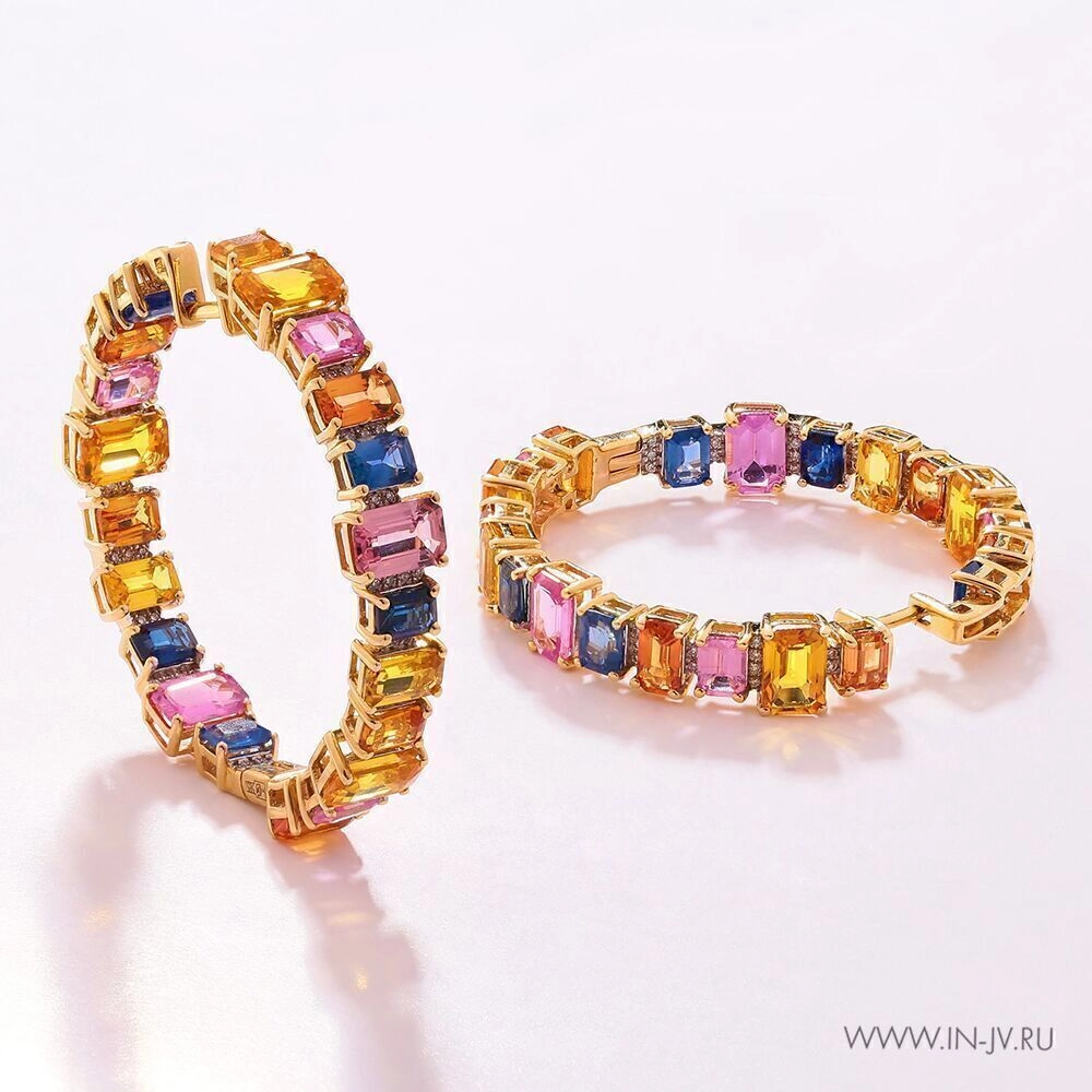 Серьги из золота 585 пробы с бриллиантами и сапфирами код. 78430 ...